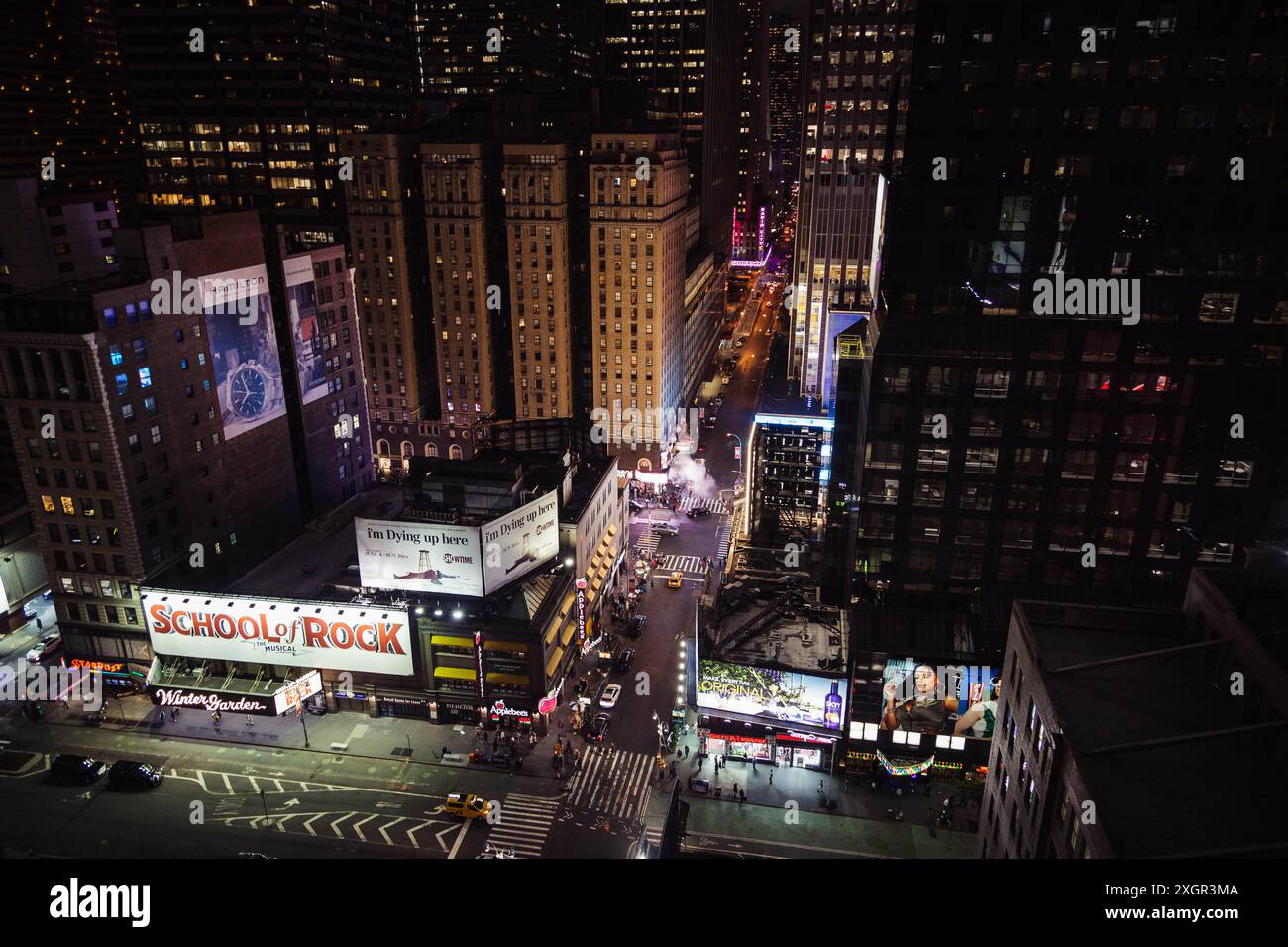 Rooftop View of New York City Manhattan at Night with City Lights Stock ...