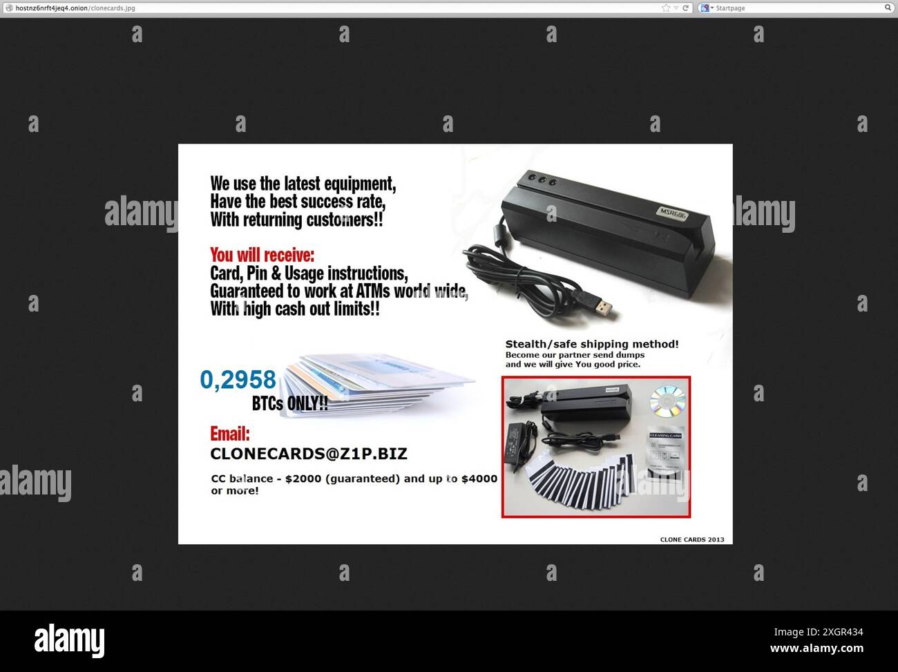 Screen grabs from black market market places on the Dark Net that sell ...