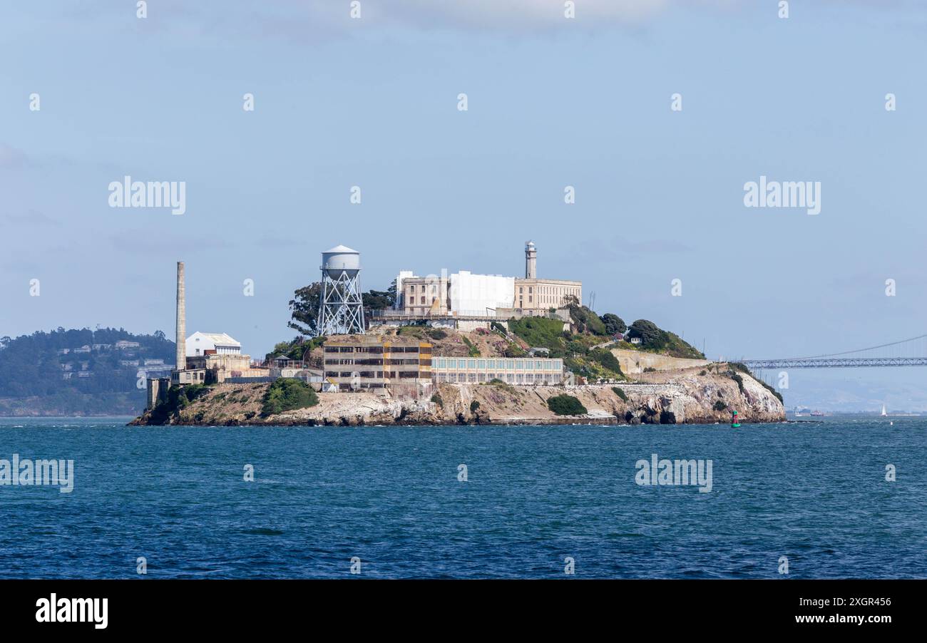 Alcatraz Island from a boat on the San Fransisco Bay Stock Photo - Alamy