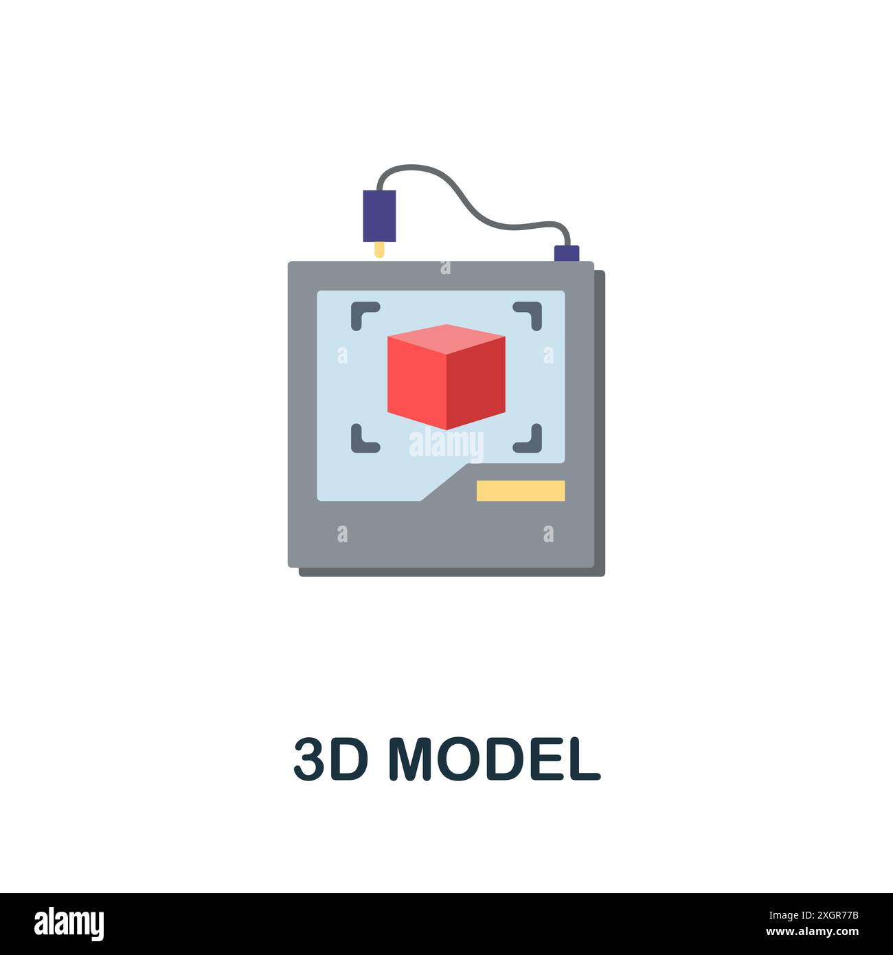 3D Model flat icon. Colored sign from machine learning collection ...