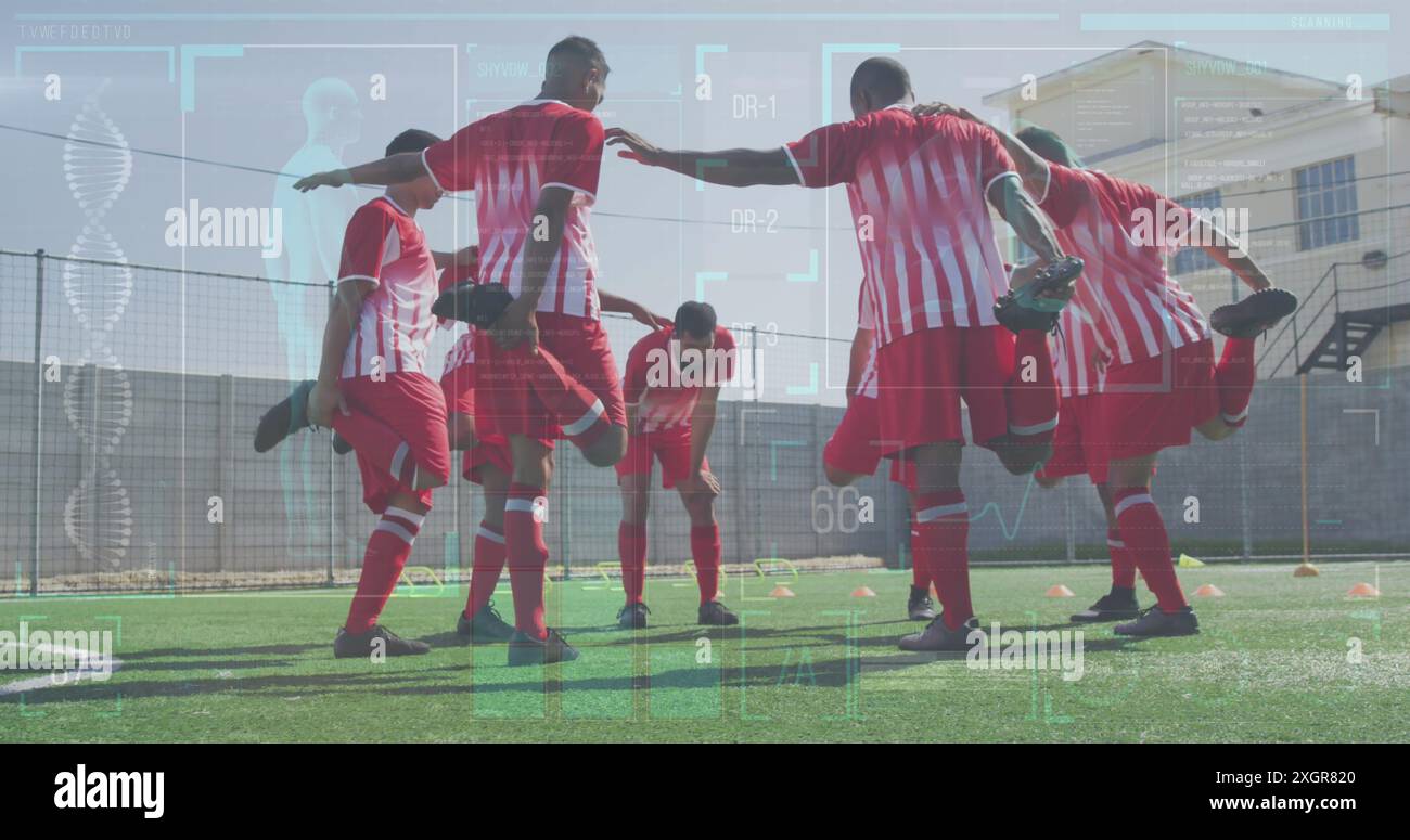 Image of interface processing data over diverse group of male ...