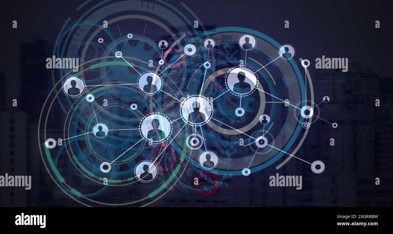 Image of circles with gears and profile icons interconnecting with ...