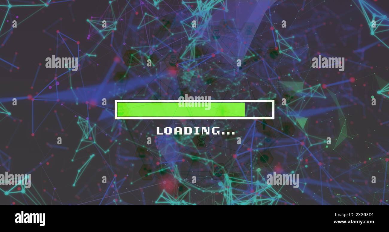 Image of data loading over line molecules connecting the dots. Digital ...
