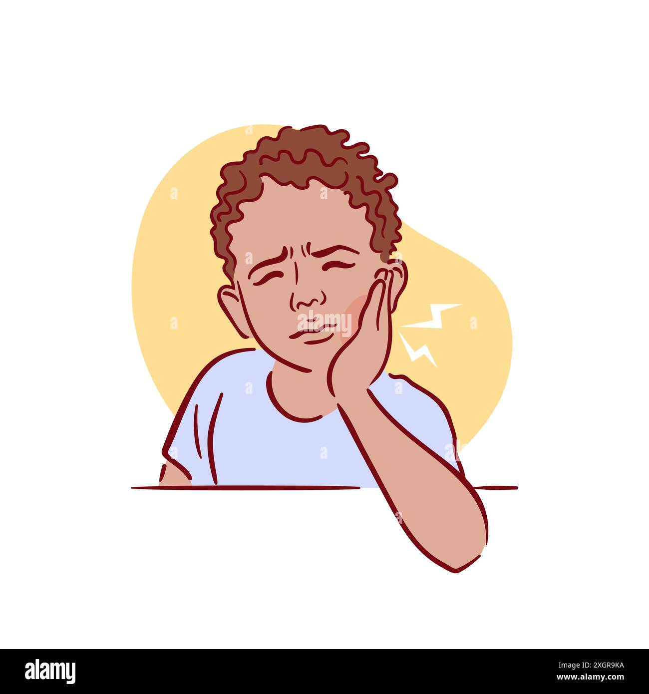 A little boy with a beard has a severe toothache. A guy with bad teeth ...