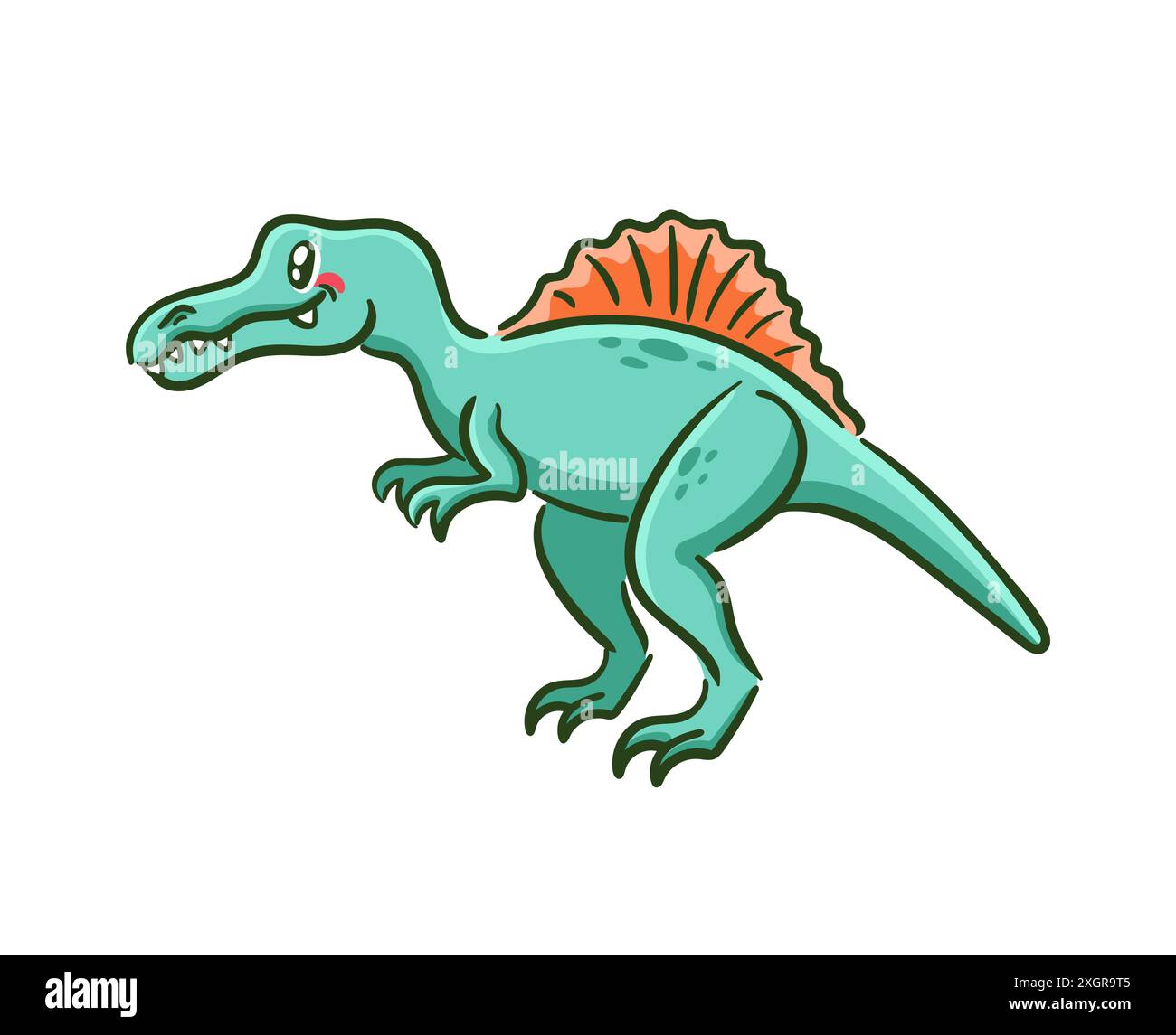Cute spinosaurus in Asian kawaii style. Dinosaur, prehistoric predatory ...