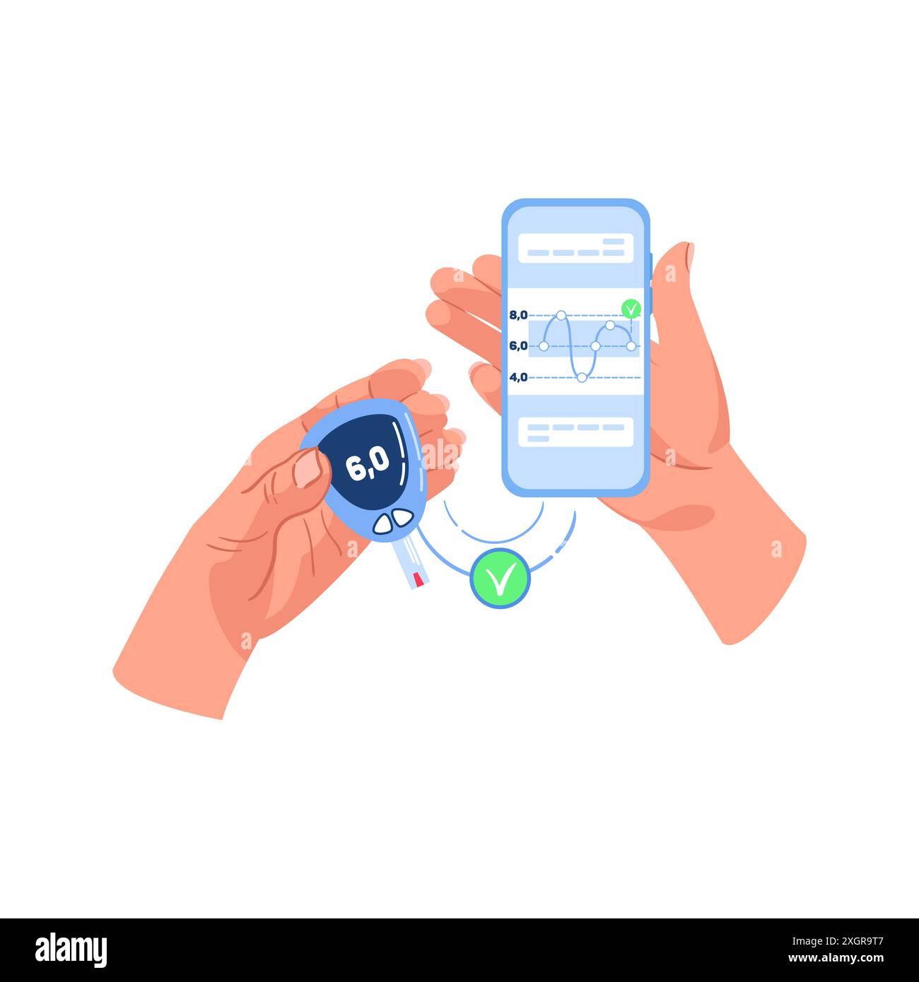 World Diabetes Day. Glucose monitoring, the glucometer sends data to an ...