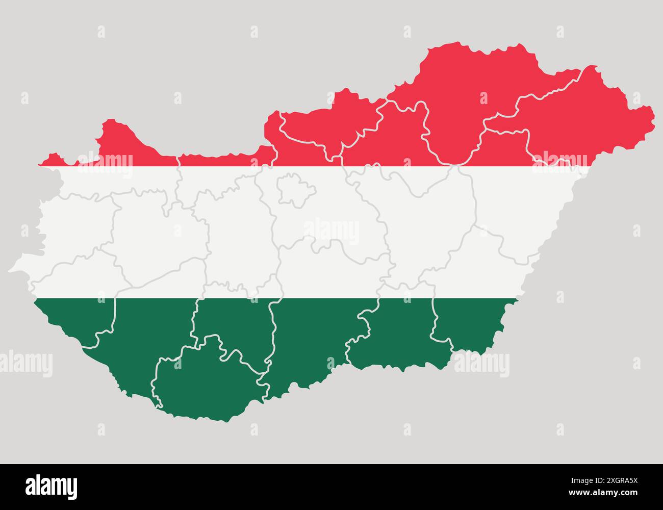 Map of the country, Hungary. Vector map of Hungary with administrative ...