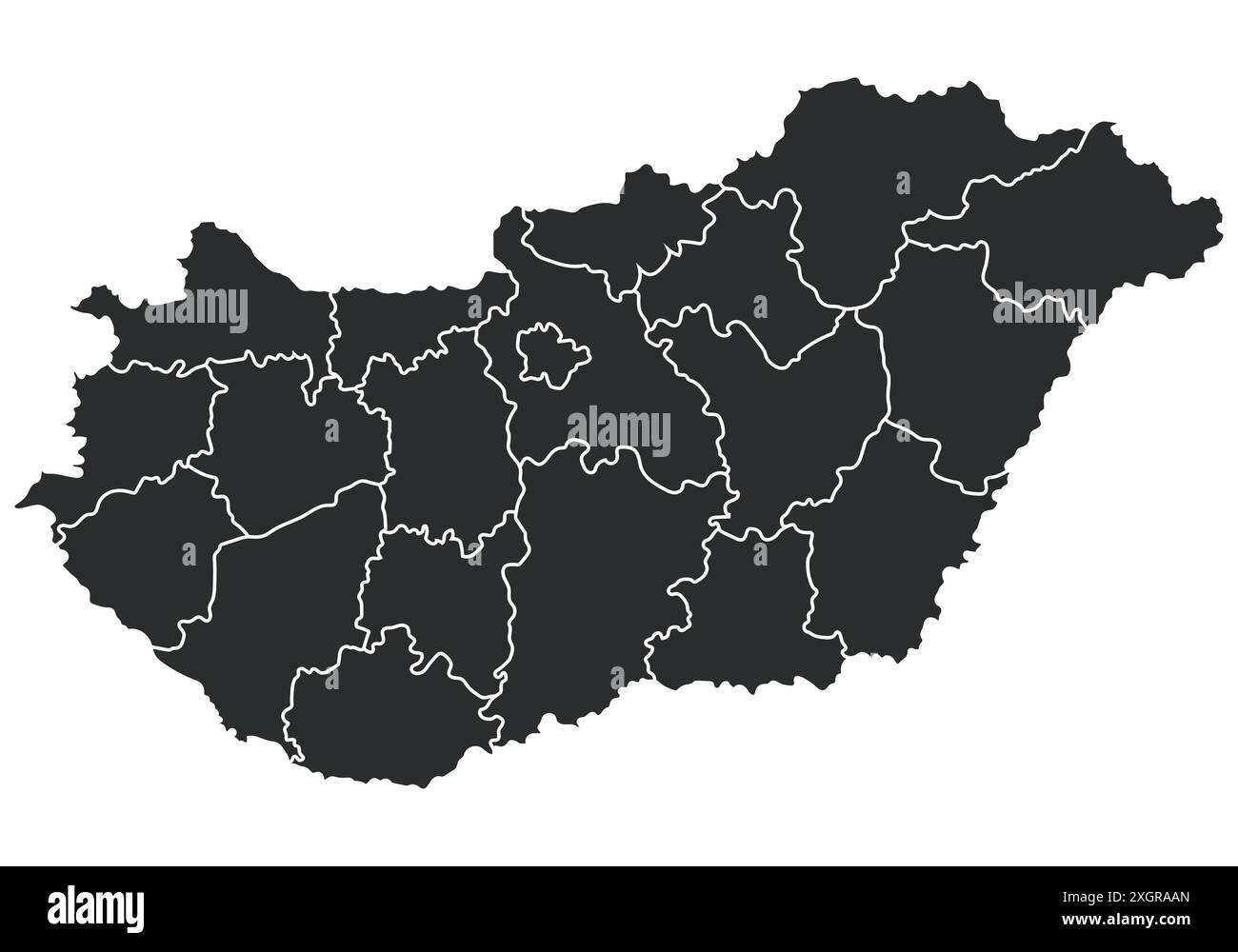 Hungary country map. Map of Hungary in gray color. A gray vector map of ...