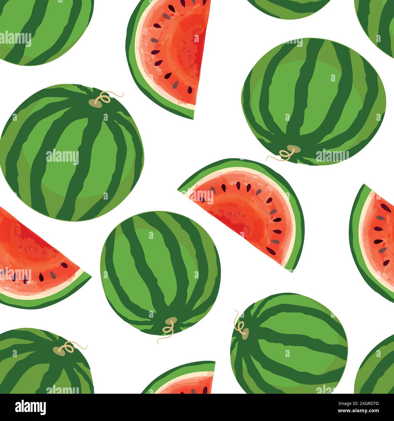 Watermelon pattern. Fruit juicy slice pieces seamless texture. Summer ...