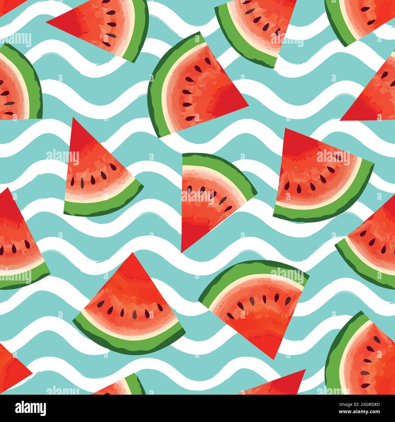 Watermelon pattern. Fruit juicy slice pieces seamless texture. Summer ...
