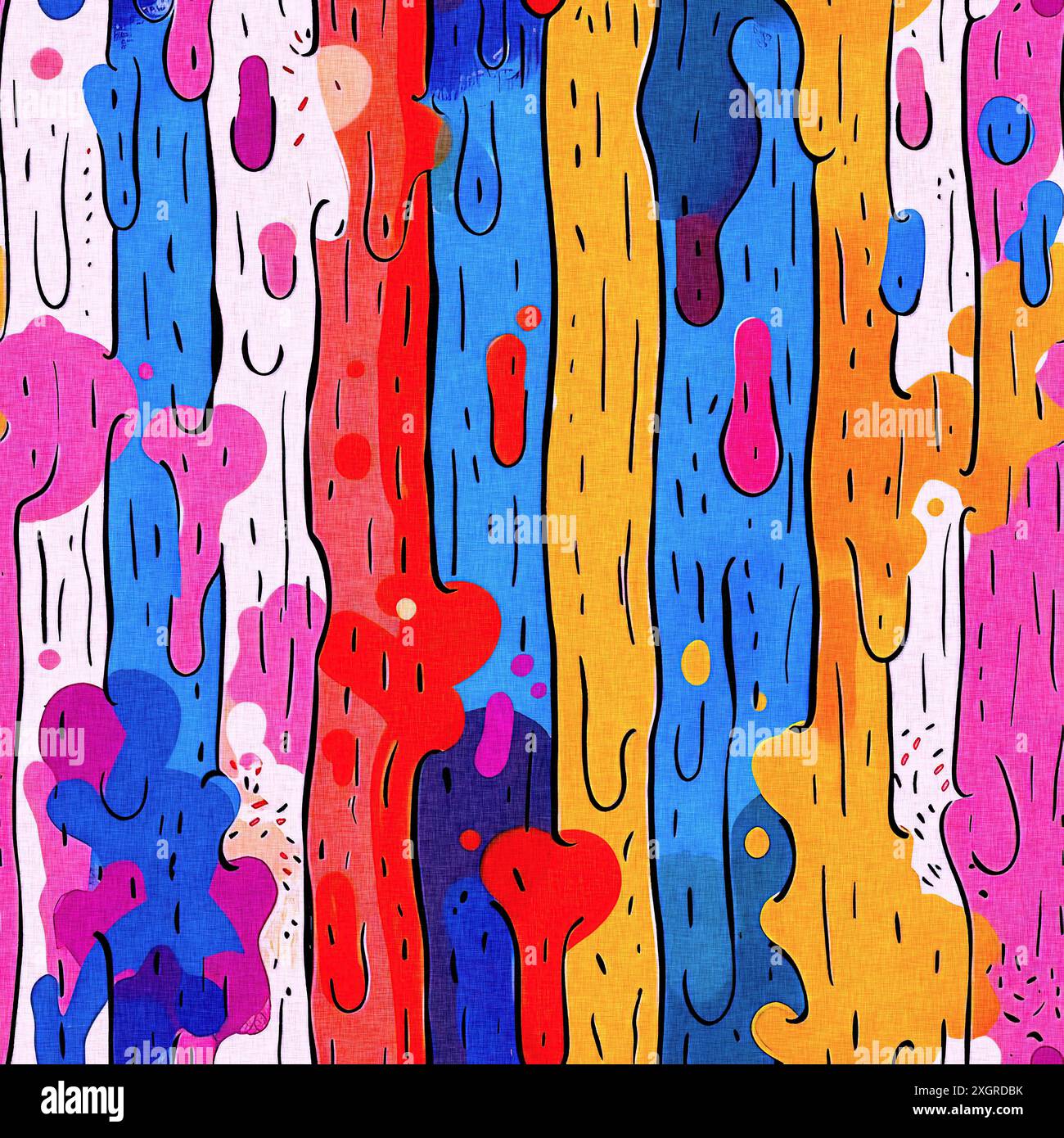 Fun dripping paint effect digital pattern with whimsical ink splodge ...