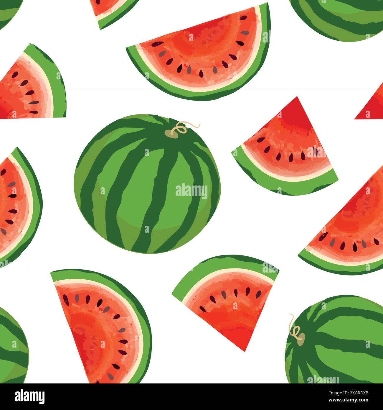 Watermelon pattern. Fruit juicy slice pieces seamless texture. Summer ...
