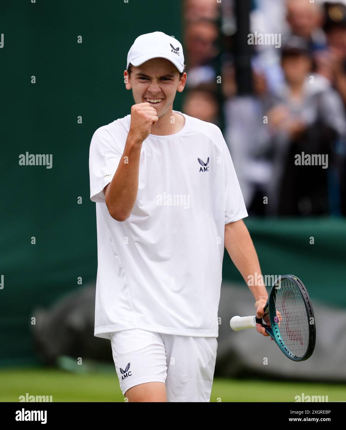 Charlie Robertson celebrates winning on day ten of the 2024 Wimbledon ...