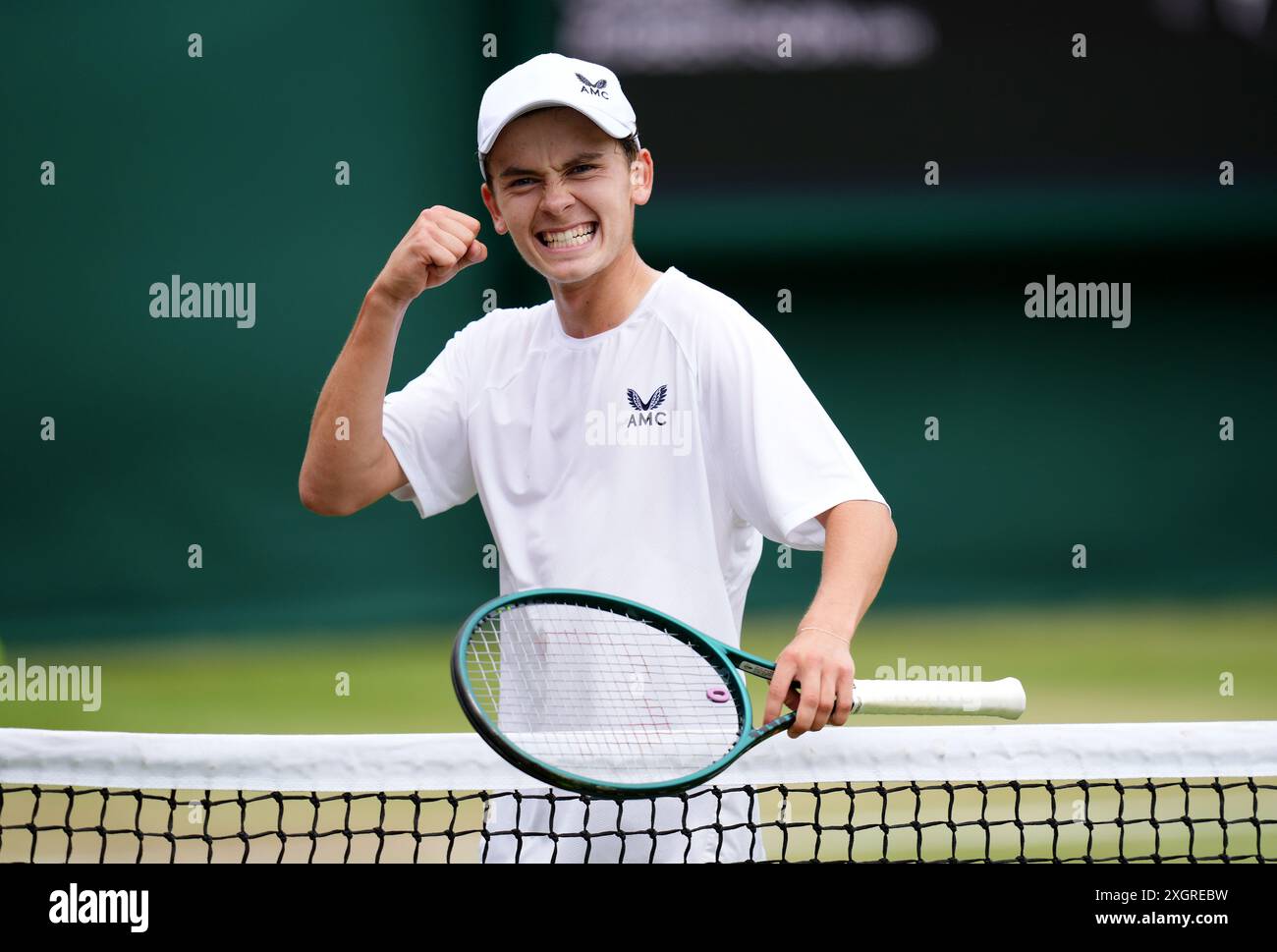 Charlie Robertson celebrates winning on day ten of the 2024 Wimbledon ...