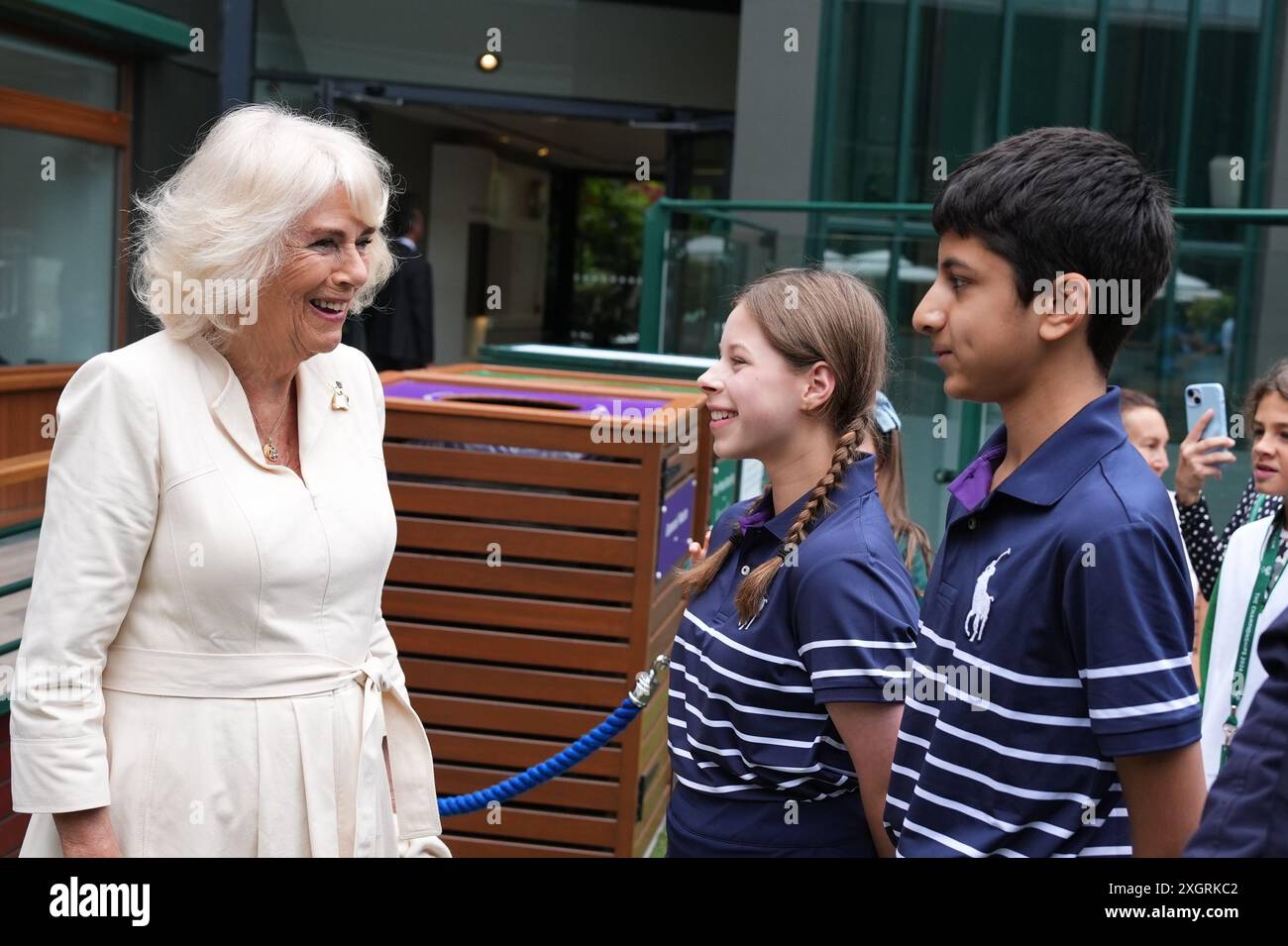 Queen Camilla meets ball kids Natalia from Burntwood School in ...