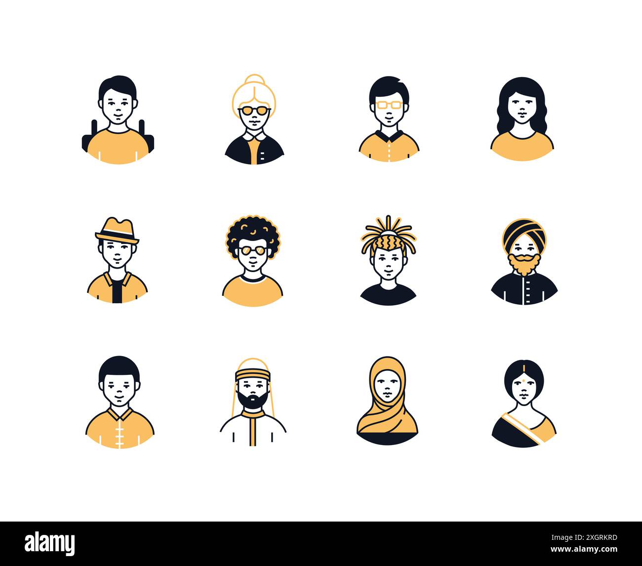 Different people - line design style icons set Stock Vector Image & Art ...