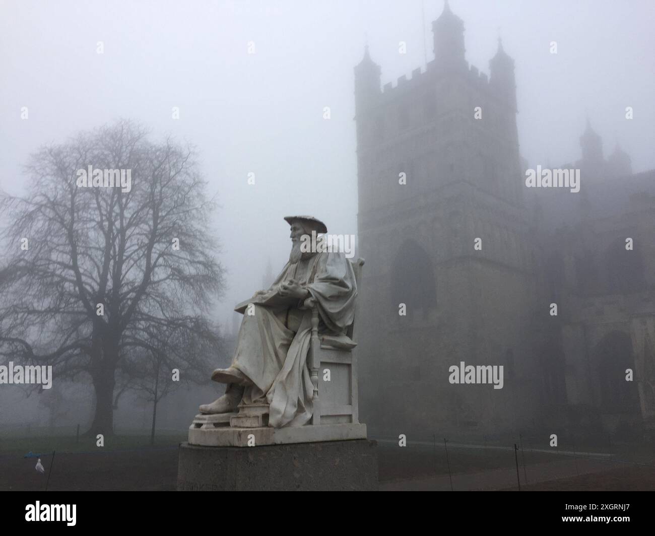 Exeter Cathedral with Statue of Richard Hooker, Devon, England Stock ...