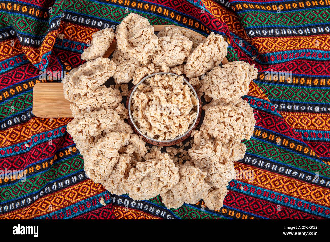 Traditional Anatolian chips (Turkish name is Tarhana). Pieces of the ...