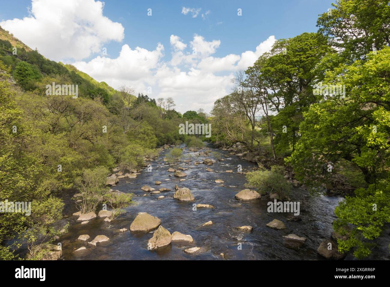 The Afon (river) Elan meandering it's way through the Elan Valley ...