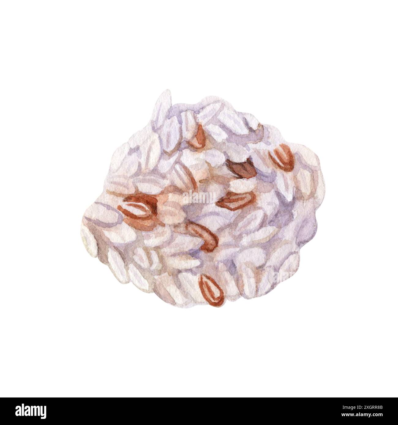Cooked white rice watercolor illustration. Hand drawn design element ...