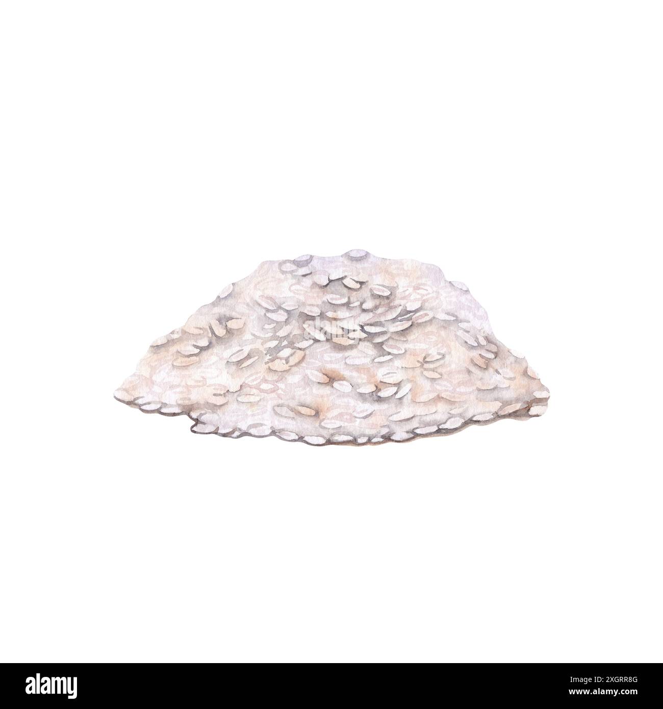 Pile of white rice watercolor illustration. Hand drawn design element ...