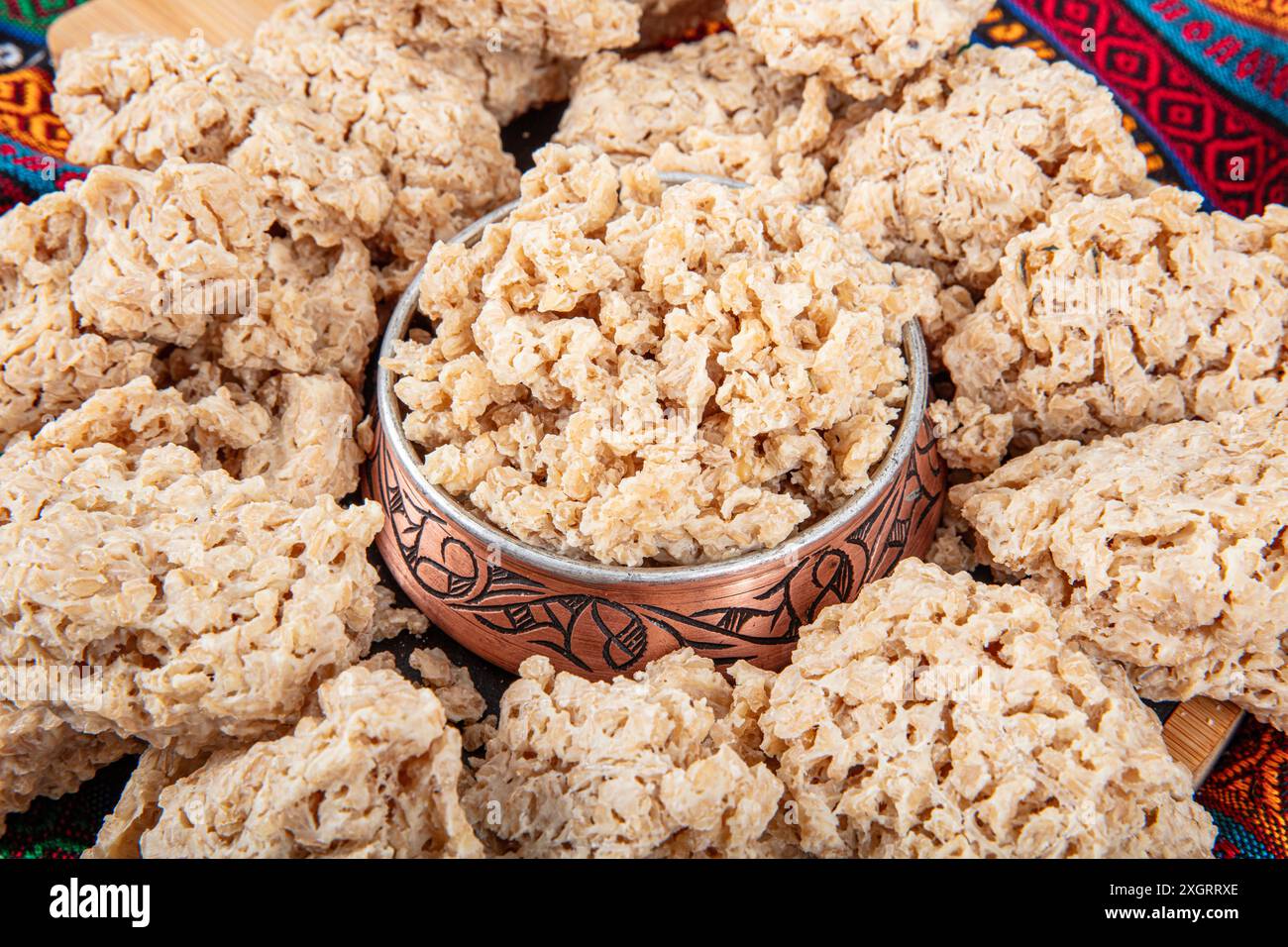 Traditional Anatolian chips (Turkish name is Tarhana). Pieces of the ...