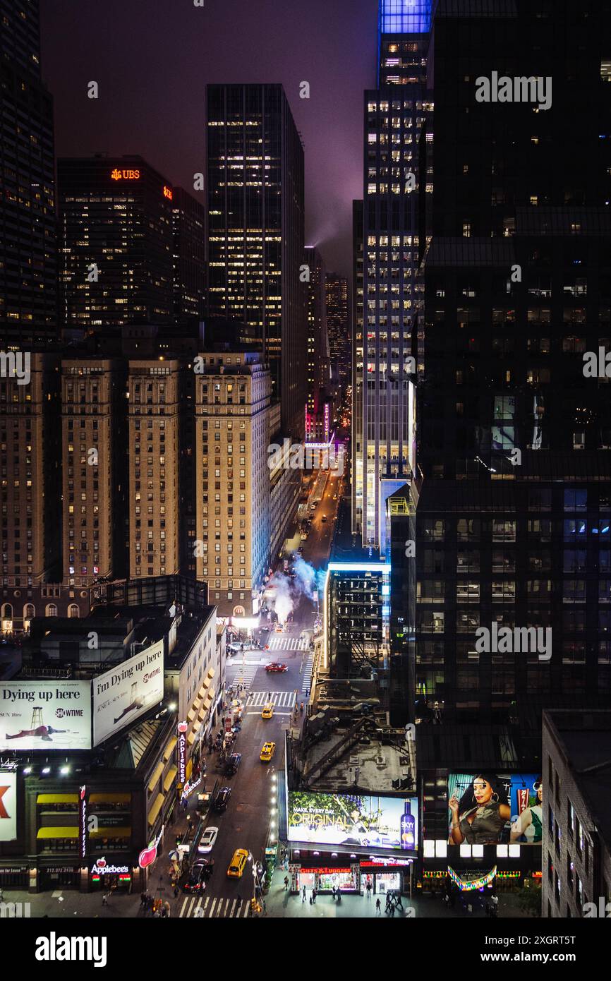 Rooftop View of New York City Manhattan at Night with City Lights Stock ...