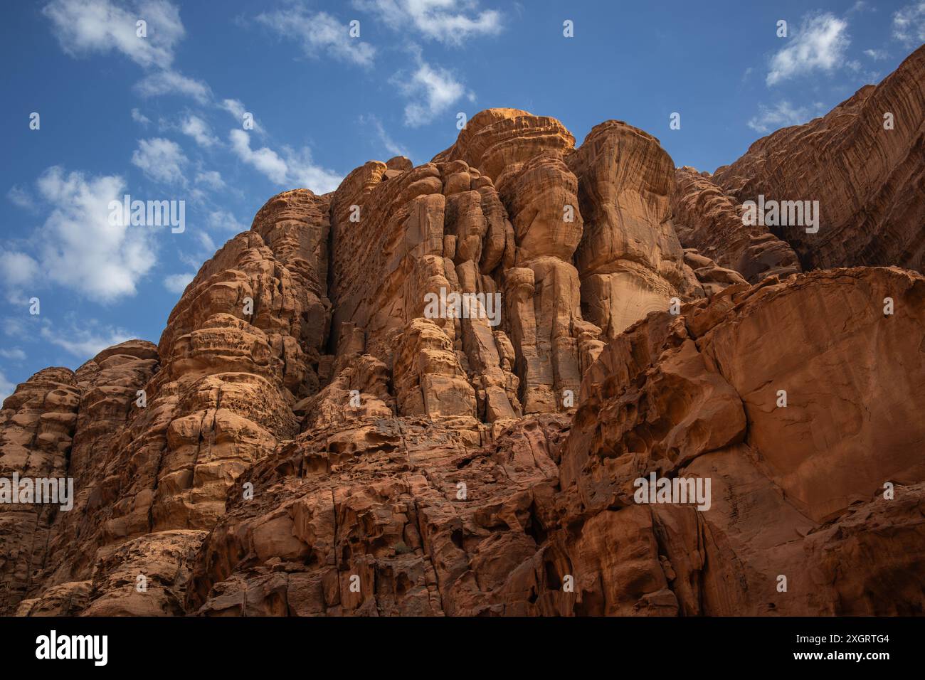 Sandstone Rock with Blue Sky with Clouds in Wadi Rum. Jordanian Desert ...
