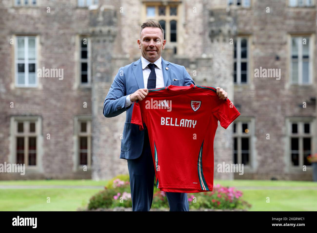 New Wales coach Craig Bellamy after a press conference at Hensol Castle ...