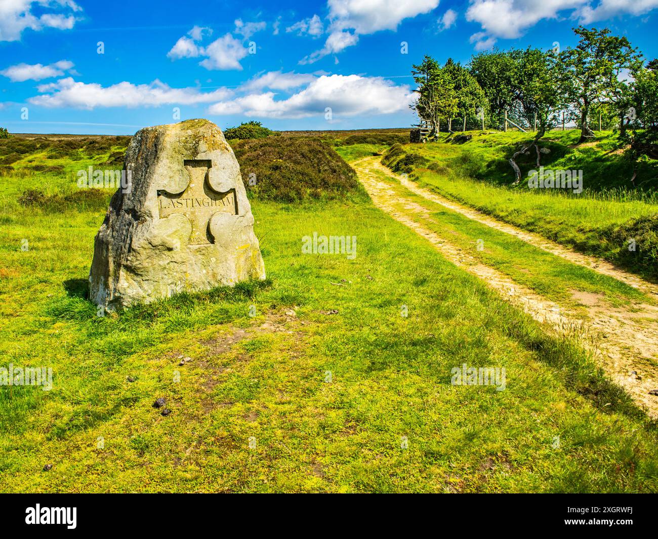 Lastingham marker stone on North York Moors, North Yorkshire Stock ...