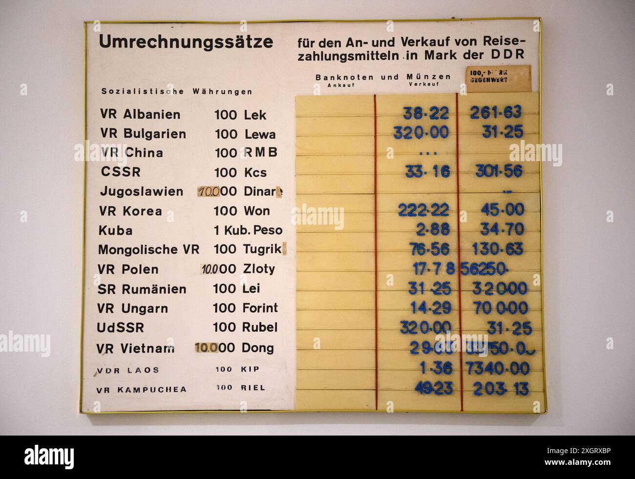 PRODUCTION - 10 July 2024, Berlin: A conversion table for GDR marks ...