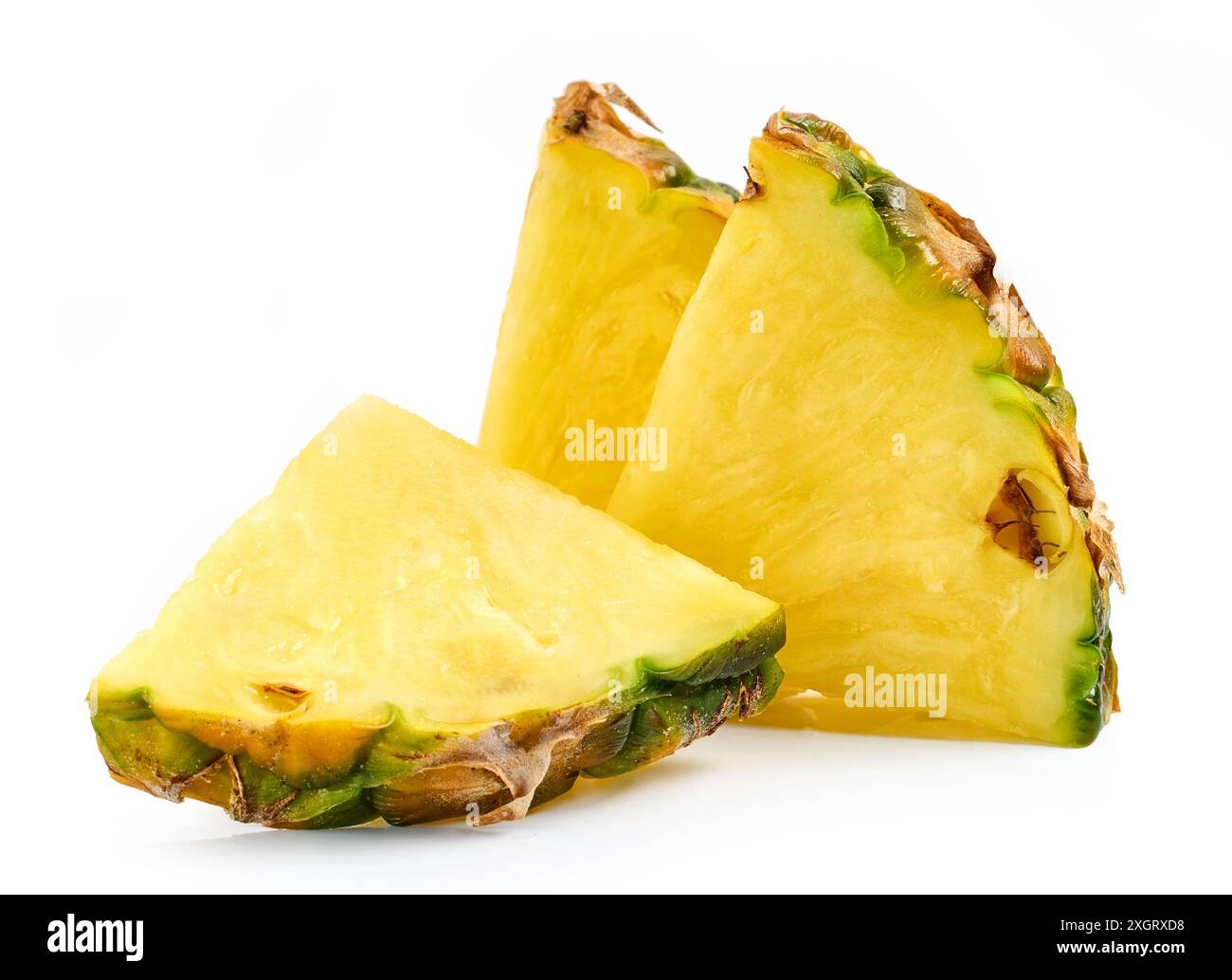 fresh juicy pineapple pieces isolated on white background Stock Photo ...