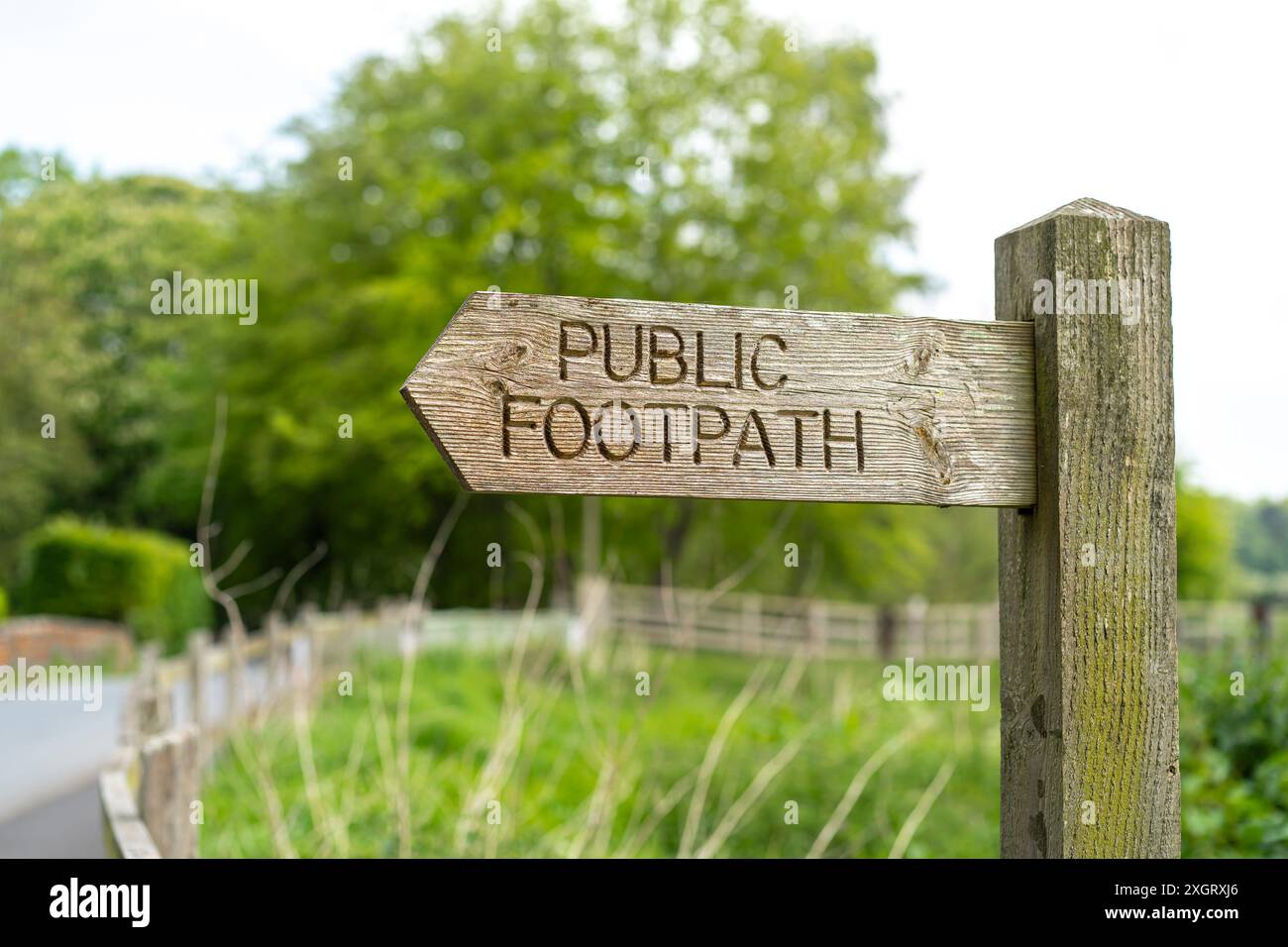 Close up of a traditional, wooden sign, marker indicating a PUBLIC ...