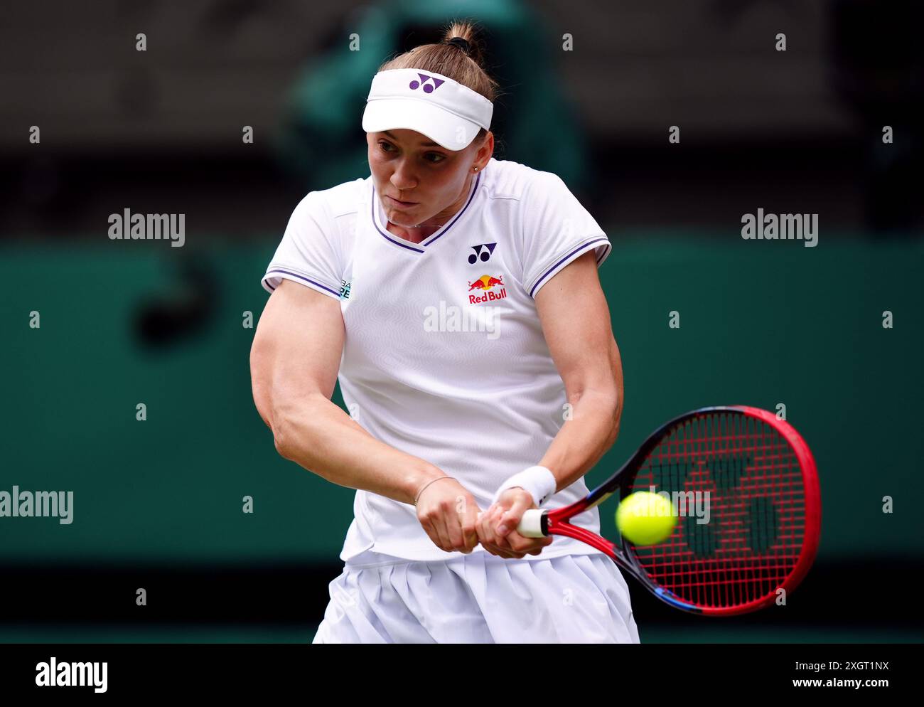 Elena Rybakina in action against Elina Svitolina on day ten of the 2024 ...