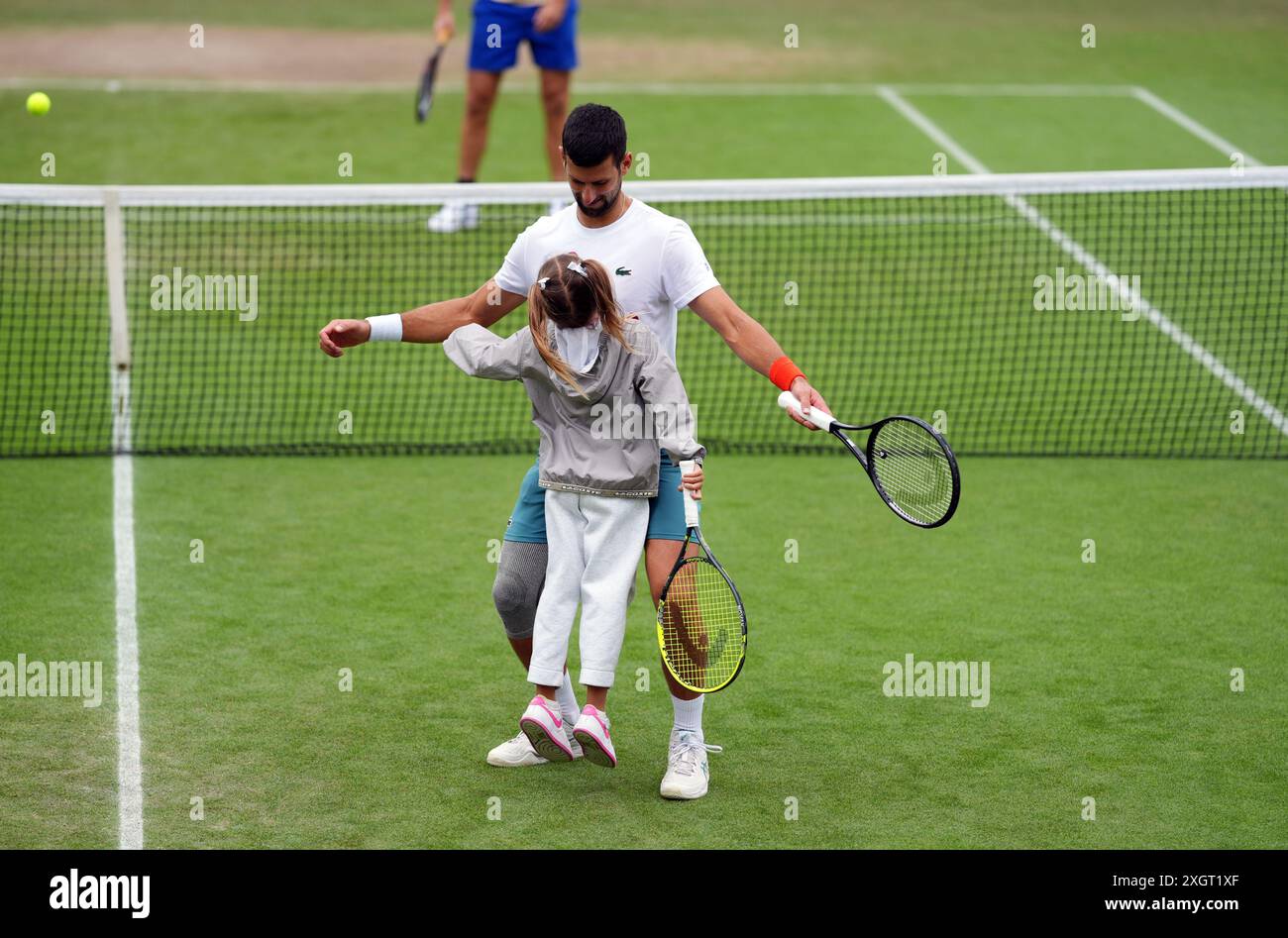 Novak Djokovic with his daughter Tara on day ten of the 2024 Wimbledon ...