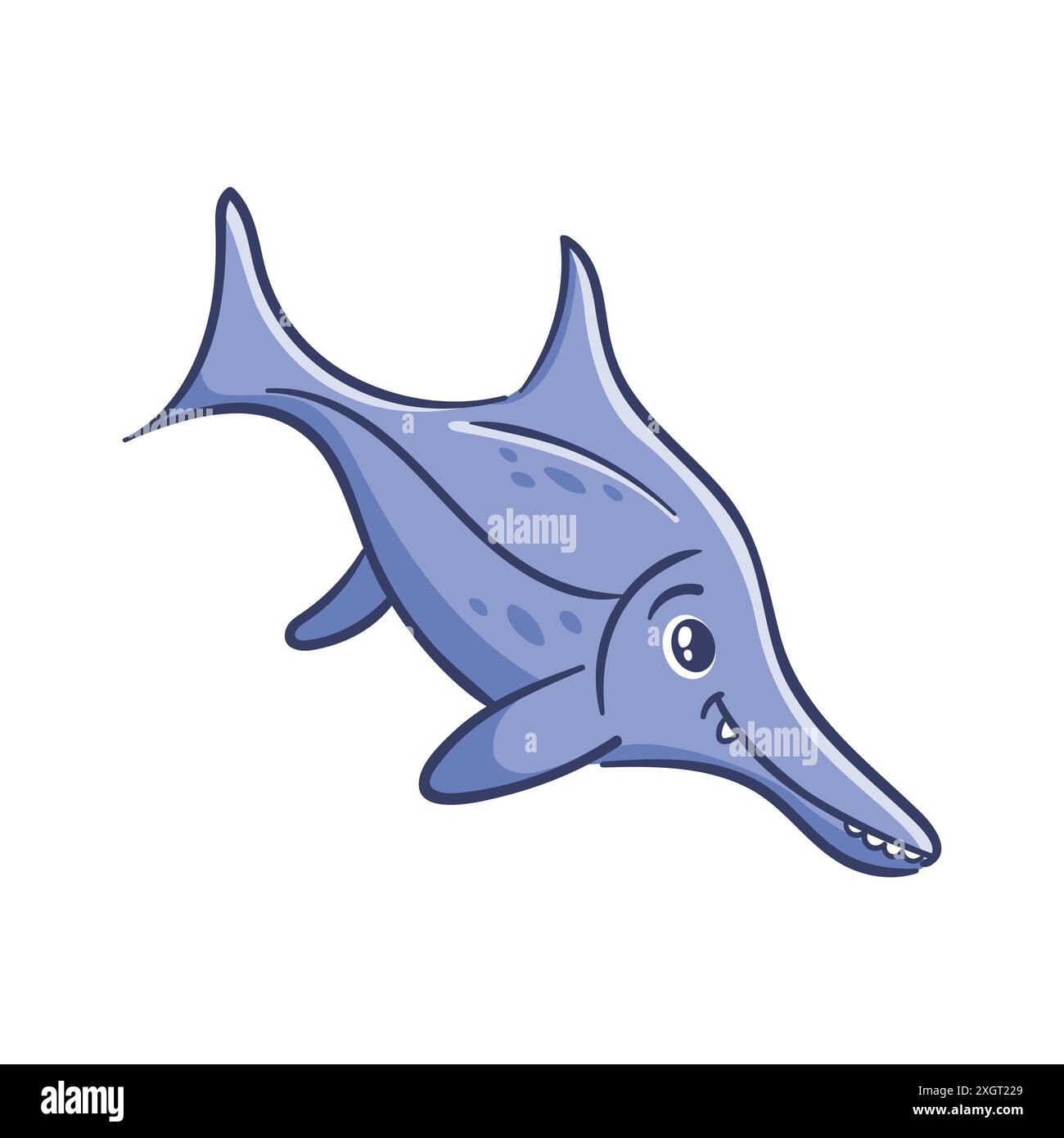 Cute ichthyosaur in Asian kawaii style. Dinosaur, prehistoric predator ...
