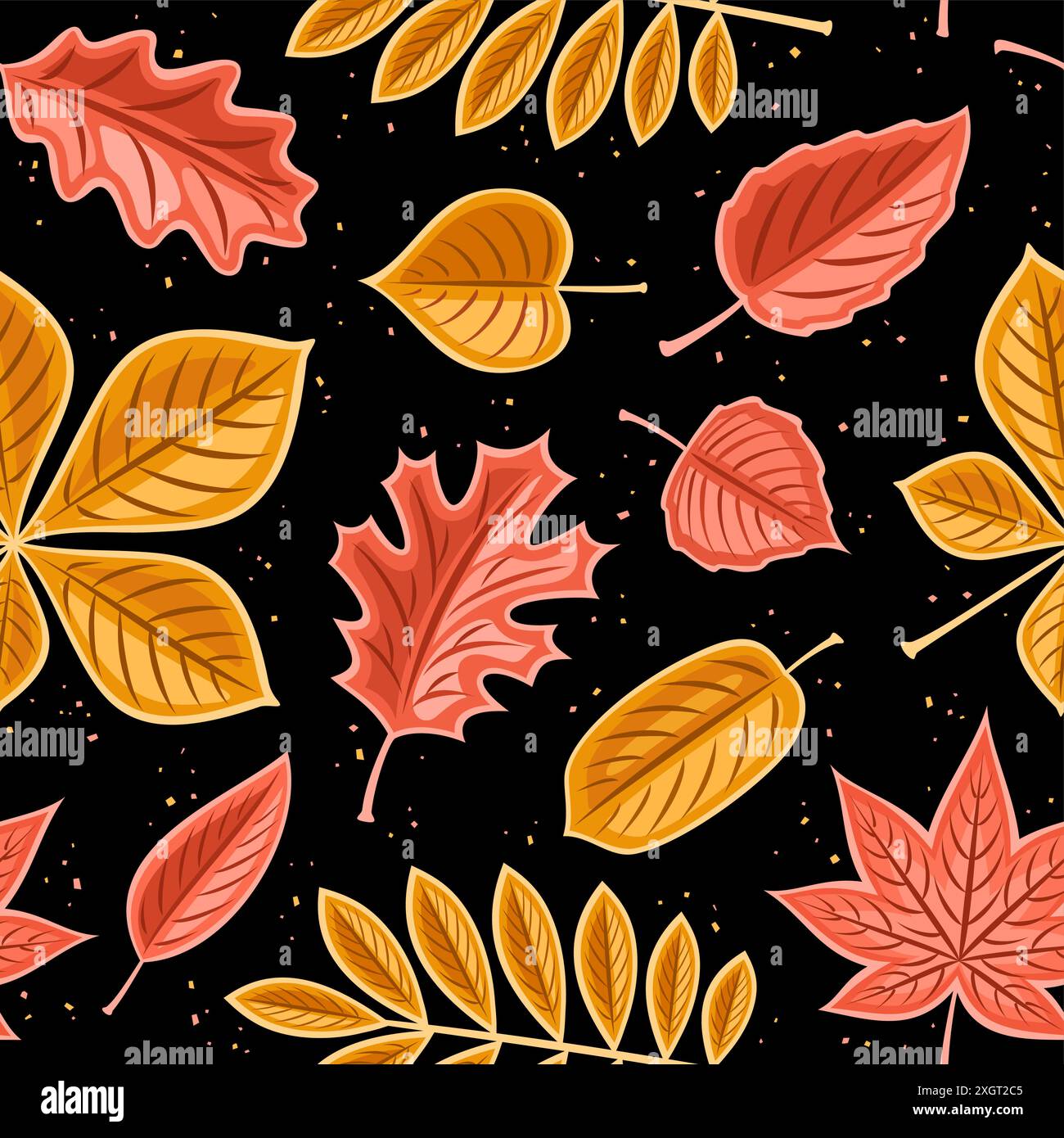 Vector Autumn Leaves seamless pattern, decorative background with many ...