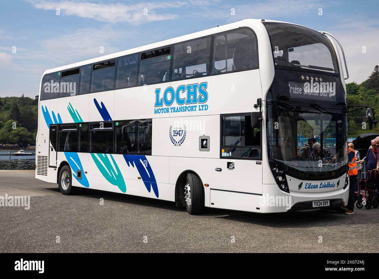 Cruise shuttle bus in Stornoway, Outer Hebrides Stock Photo - Alamy