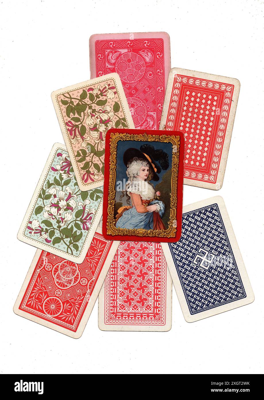 Vintage playing card backs on a white background Stock Photo - Alamy