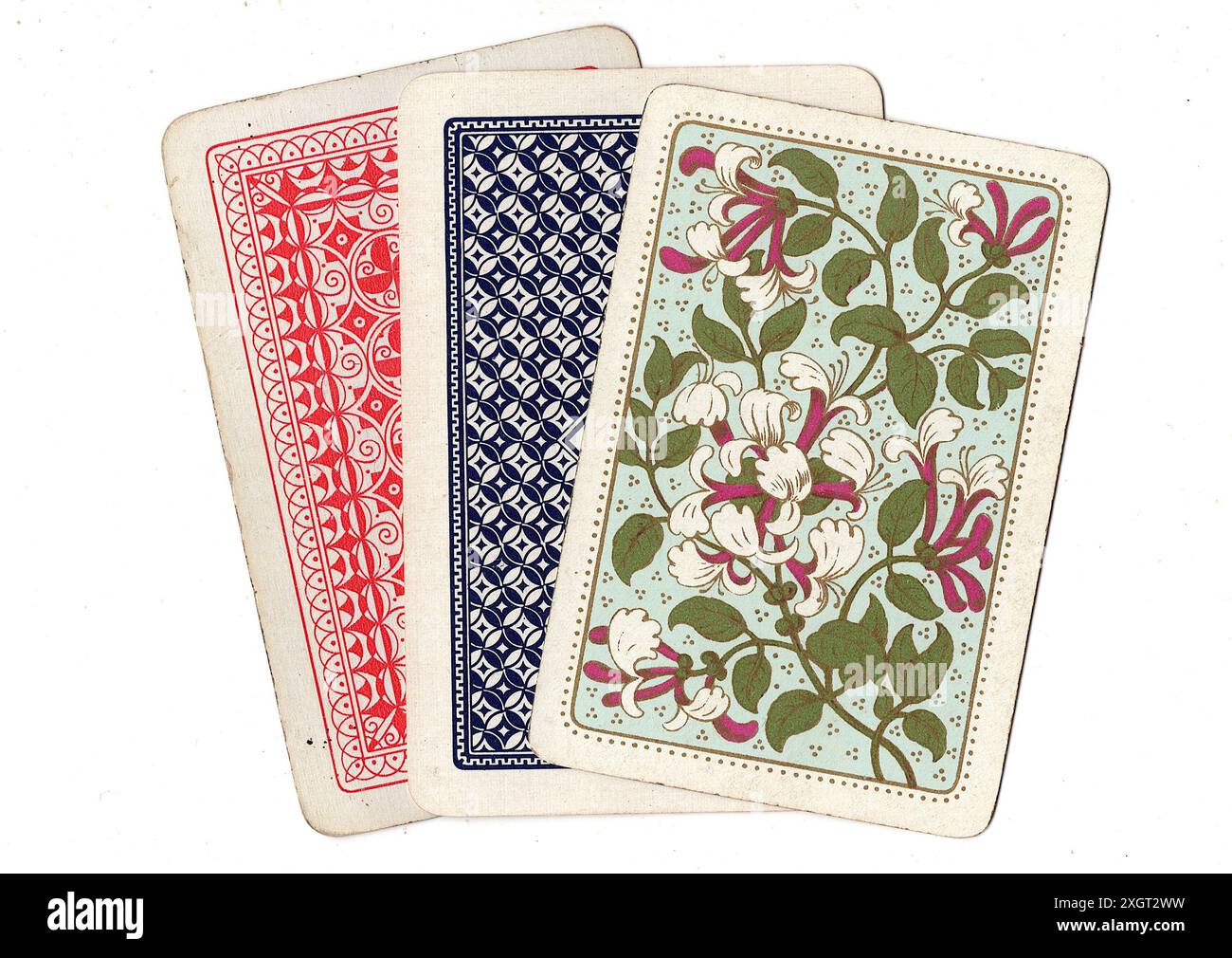 Vintage playing card backs on a white background Stock Photo - Alamy