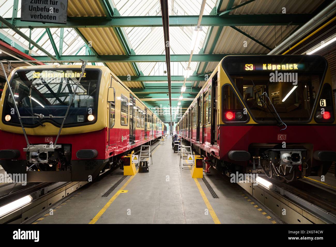Berlin, Germany. 10th July, 2024. Refurbished S-Bahn trains are in the ...
