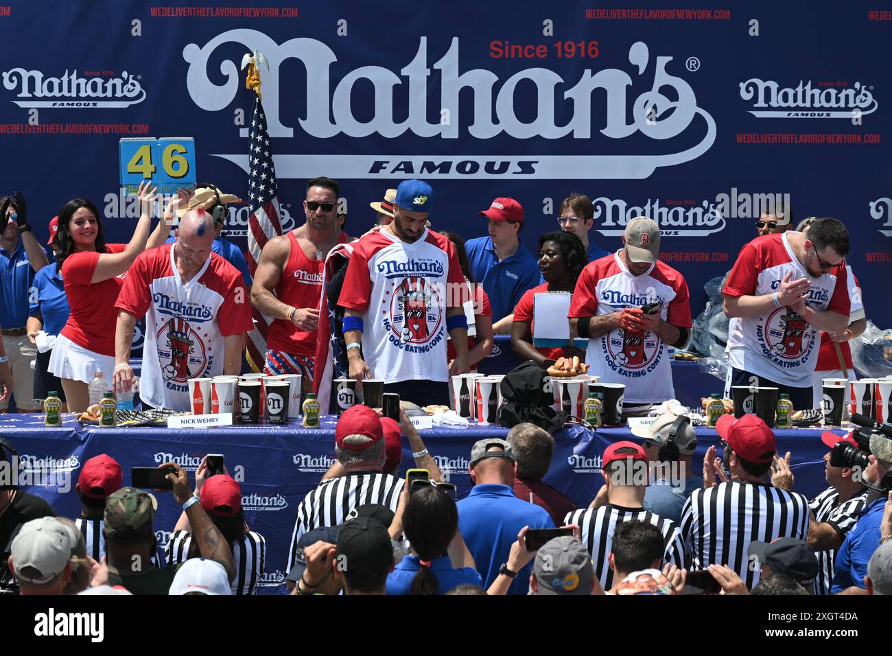 Competitive eaters Nick Wehry, James Webb, Geoffrey Esper and Patrick ...