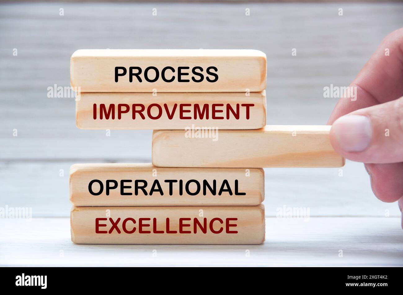 Process improvement and operational excellence text on wooden blocks ...