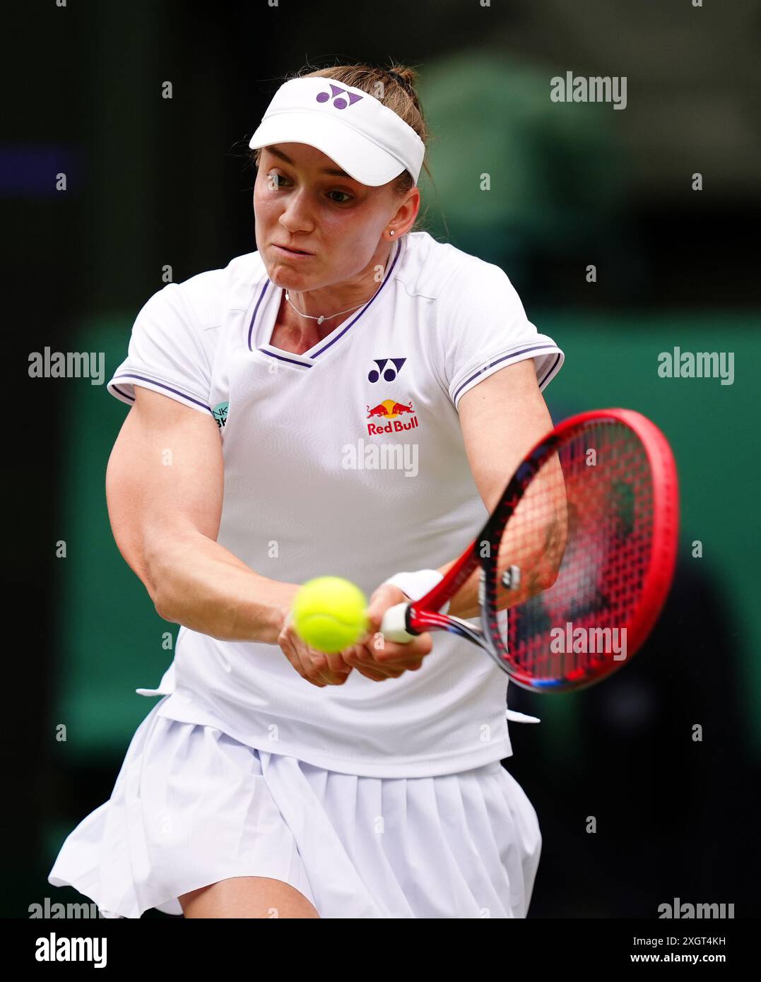 Elena Rybakina in action against Elina Svitolina on day ten of the 2024 ...