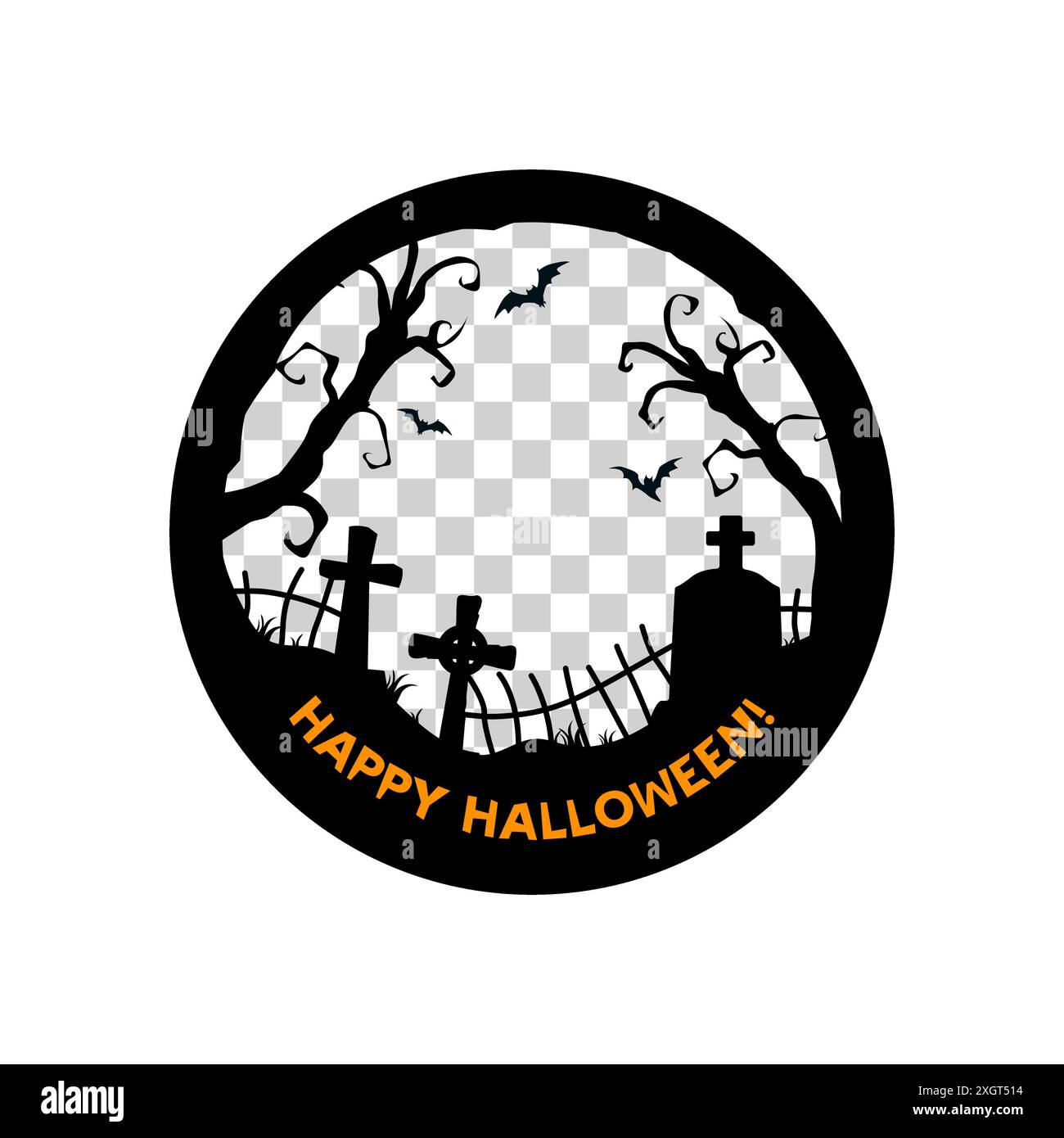 Halloween social media post frame template. Vector round border with ...