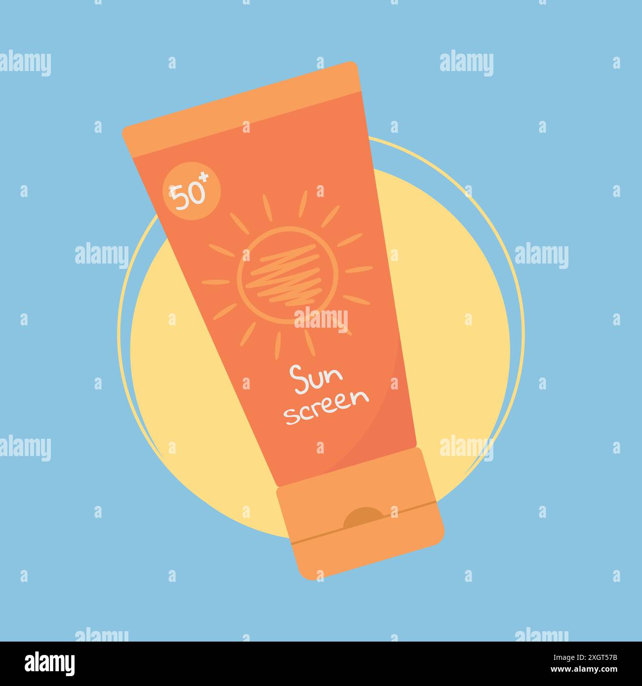 Tube with sunscreen product on sun background. SPF UV protection summer skincare product. SPF ...