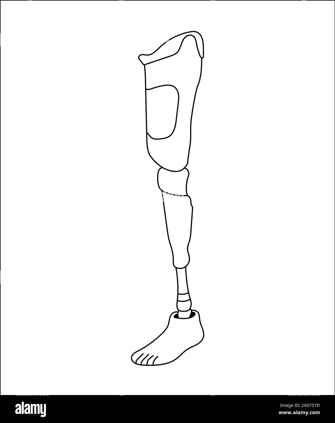 Leg prosthesis line art, artificial foot for orthopedic rehabilitation ...