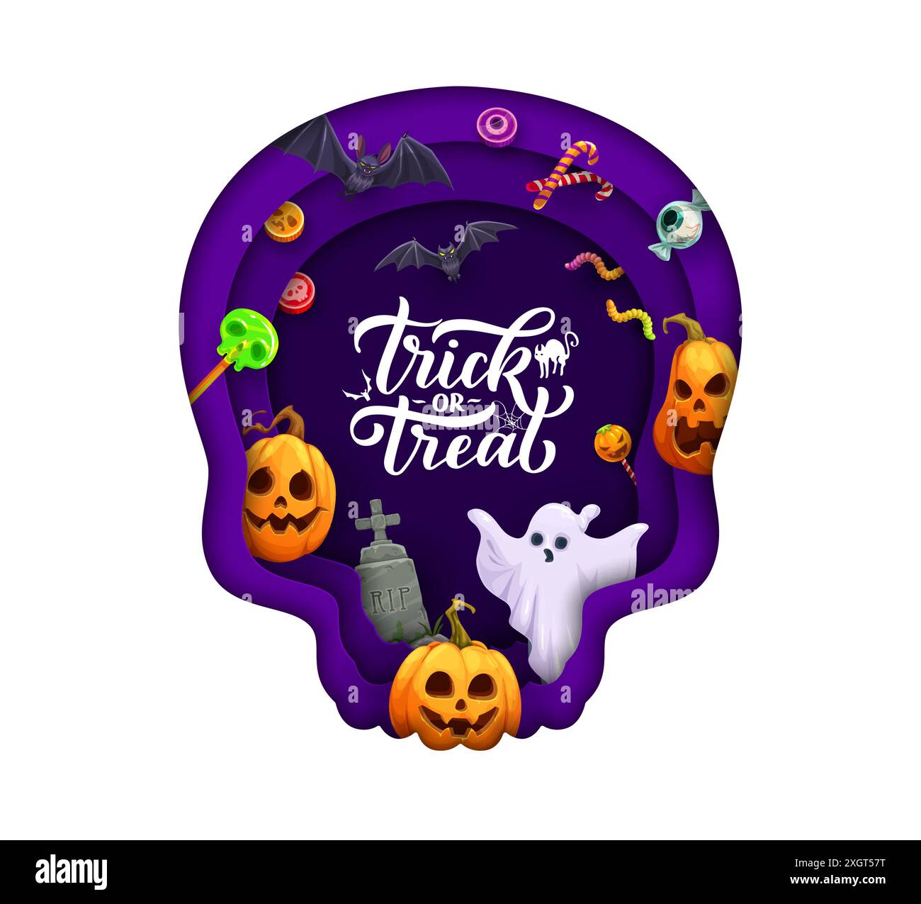 Paper bats skull on Stock Vector Images - Alamy