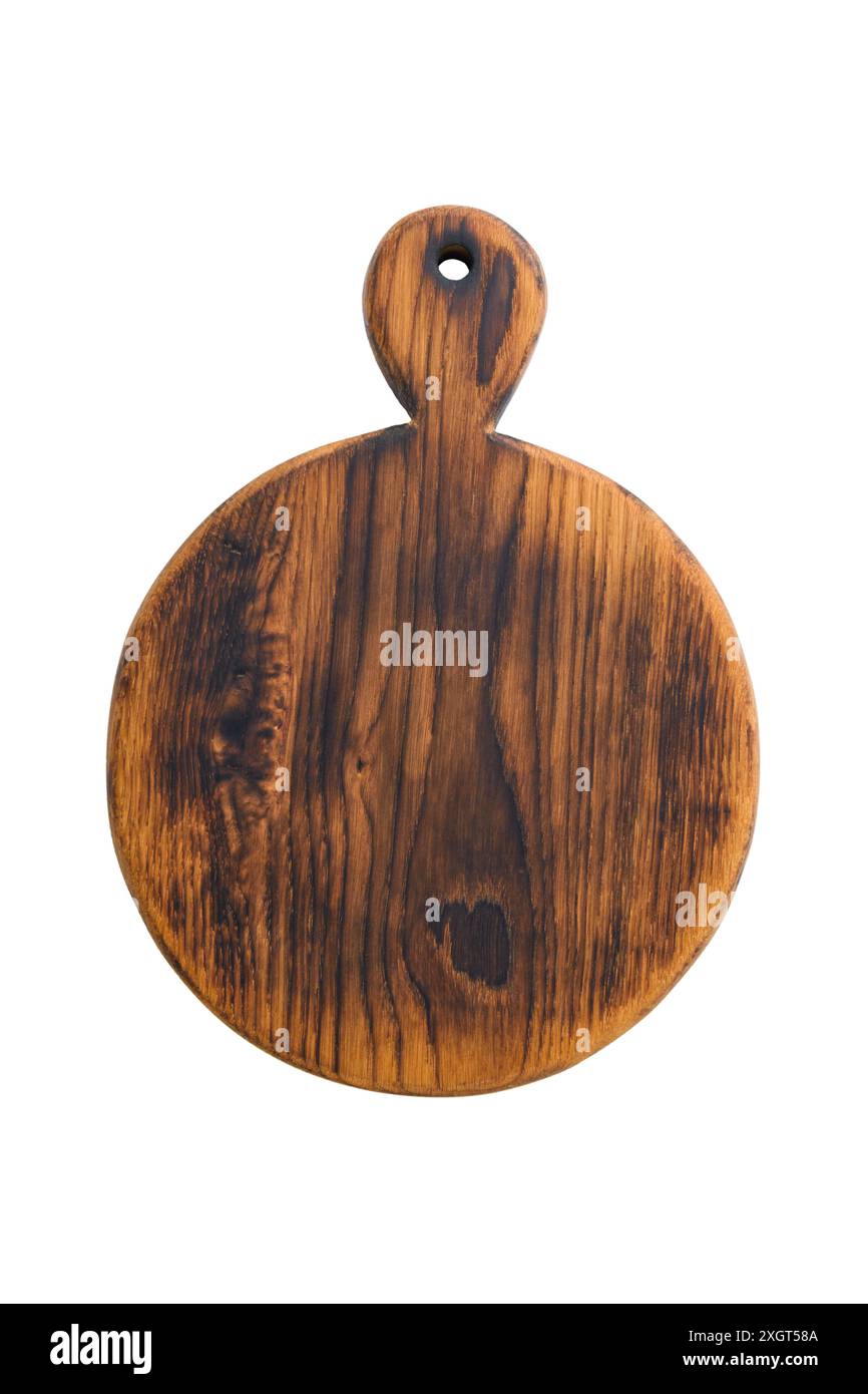 Wooden cutting board, round shape handmade wood cutting board isolated ...