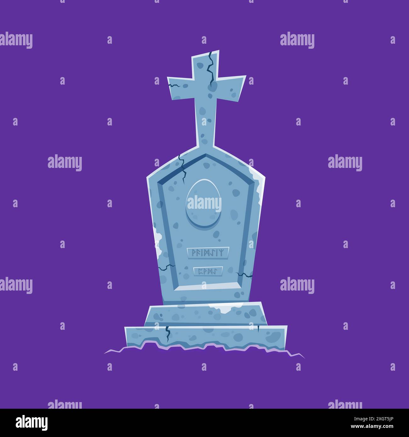 Cartoon gravestone with cross. Isolated vector Halloween tombstone ...